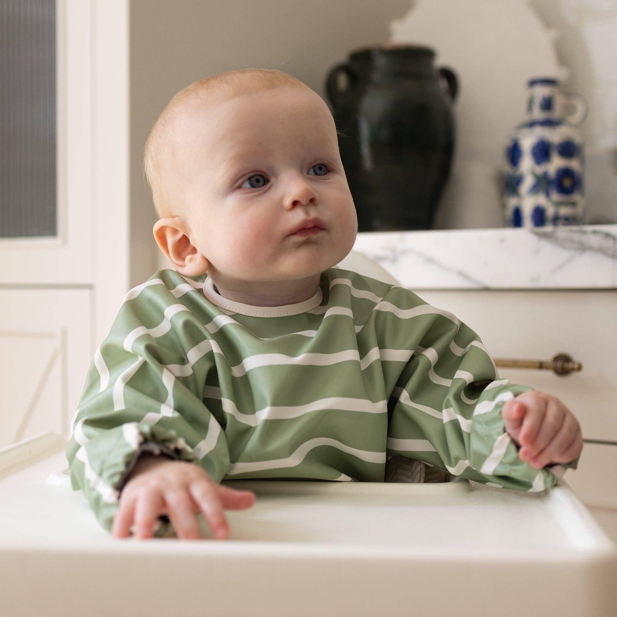 Kynd Messy Bib - Sage Stripe – Kids Toy Shop
